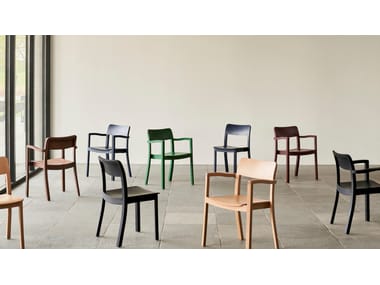 PASTIS Stackable wooden chair with armrests By Hay | design Julien Renault