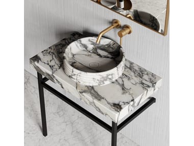 PERLATO | Arabescato marble washbasin Countertop round Arabescato ...