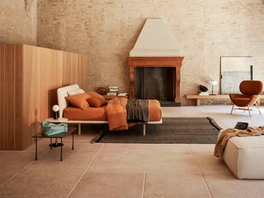 FILO UP Fabric double bed with upholstered headboard By PIANCA