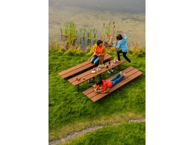 PLINTH Rectangular steel and wood table for public areas By VESTRE ...