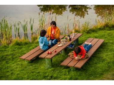 PLINTH Rectangular steel and wood table for public areas By VESTRE ...