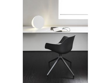 POLA ROUND P PB Trestle-based polypropylene chair with armrests By ...