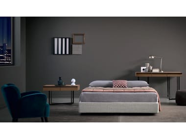 PROFILE Contemporary style square engineered wood bedside table with ...