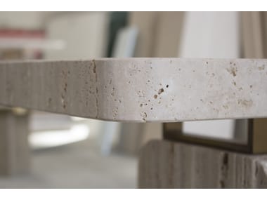 PURE Rectangular travertine console table By Davani | design Melanie Murata