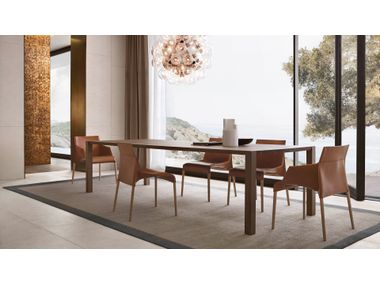 BLADE Rectangular walnut table By Poliform