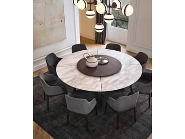 CONCORDE Round marble table with Lazy Susan By Poliform | design Emmanuel Gallina