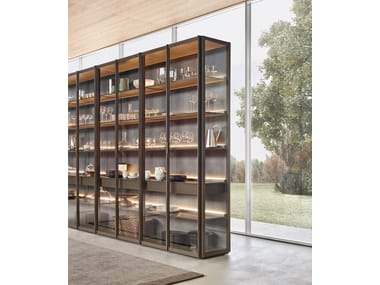 WALL SYSTEM Sectional wooden bookcase By Poliform | design CR&S POLIFORM