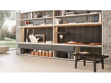 WALL SYSTEM Sectional wooden bookcase By Poliform | design CR&S POLIFORM