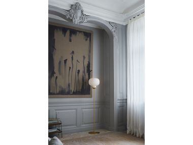 RAITO Opal glass and brass floor lamp By DFTP