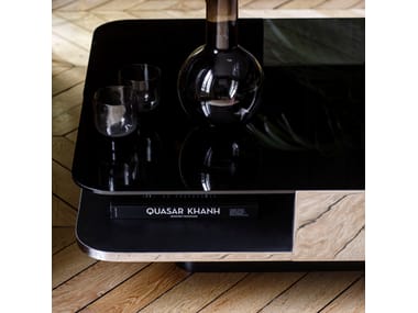 LOUNGE 70s style rectangular wood and glass coffee table for living ...