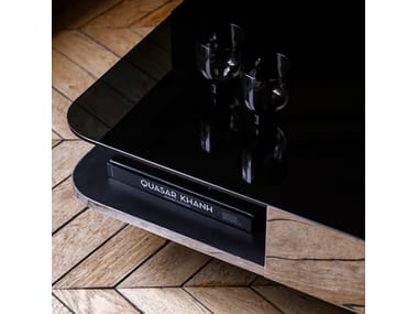 LOUNGE 70s style rectangular wood and glass coffee table for living ...