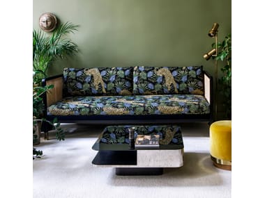 LOUNGE 70s style rectangular wood and glass coffee table for living ...