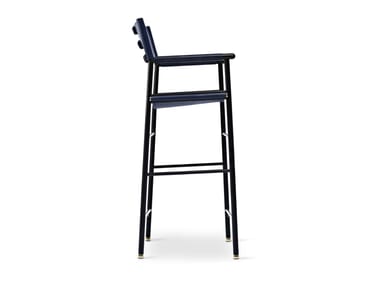 REPOSE BAR STOOL | Stool with back High tanned leather and steel stool ...