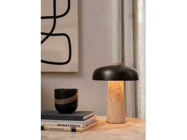 REVERSE TABLE LAMP LED travertine table lamp with Dimmer By MENU ...