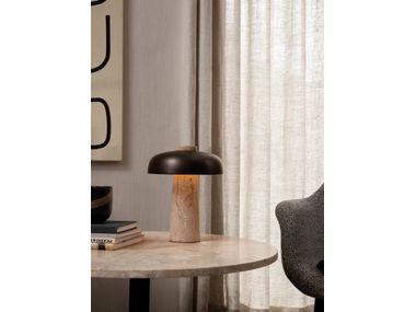 REVERSE TABLE LAMP LED travertine table lamp with Dimmer By MENU ...