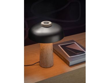 REVERSE TABLE LAMP LED travertine table lamp with Dimmer By MENU ...