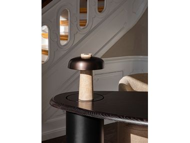 REVERSE TABLE LAMP LED travertine table lamp with Dimmer By MENU ...
