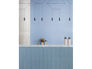 Rivestimento tridimensionale in gres porcellanato ROMBINI TRIANGLE BLU ...