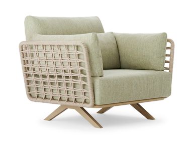 ARMÀN Armchair woven with polyester rope and armrests By Roberti
