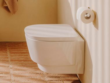 TURA 346697..0 Wall-hung rimless porcelain toilet By Roca