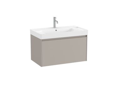 UNIK Single wall-mounted vanity unit with integrated washbasin By Roca