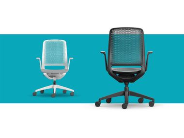 Height-adjustable mesh office chair with 5-Spoke base with armrests SE ...