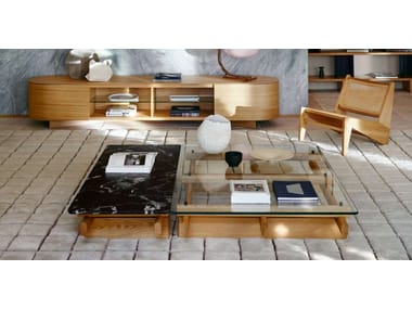 SENGU Low rectangular wood and glass coffee table By Cassina | design ...