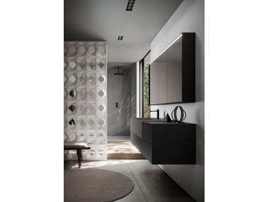 SENSE 02 Wall-mounted vanity unit with integrated washbasin By ...