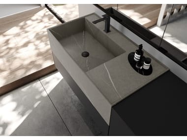 SENSE 02 Wall-mounted vanity unit with integrated washbasin By ...