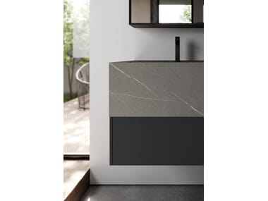 SENSE 02 Wall-mounted vanity unit with integrated washbasin By ...
