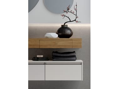 Wall-mounted oak vanity unit with drawers SENSE 03 By Ideagroup
