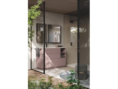 Single vanity unit with integrated washbasin SENSE 18 By Ideagroup