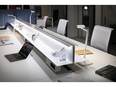 SEVENTY SEVEN Office desk with sound absorbing screens By CUF Milano