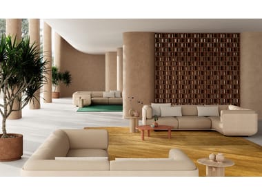 SHAAL Sectional leather and fabric sofa By Arper | design Doshi Levien