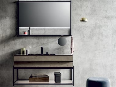 Single wall-mounted wood veneer vanity unit with drawers SIDÉRO COMP. 5 ...