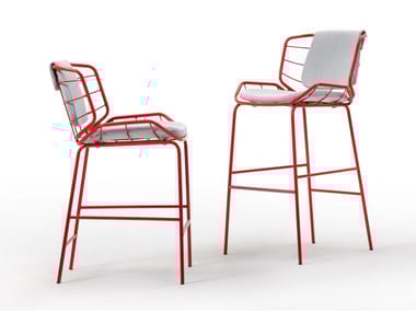 SKIN Upholstered metal stool with footrest with back By TrabA' | design ...