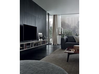 Módulo de arrumação de parede modular de madeira com suporte para TV ...