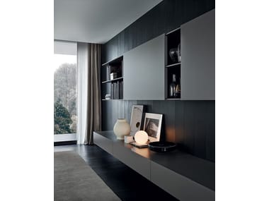 Módulo de arrumação de parede modular de madeira com suporte para TV ...