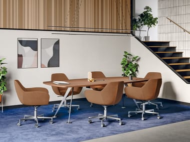 SKYLINE Height-adjustable fabric office chair with castors with 5-Spoke ...