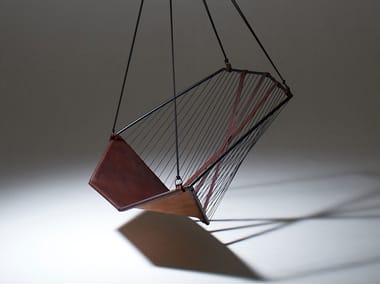 ANGULAR SLING Leather hanging chair swing seat By Studio Stirling ...