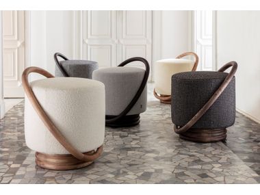 SMILE Upholstered round fabric pouf By Porada | design Marconato & Zappa
