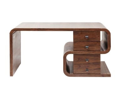 SOFT SNAKE Rectangular wood veneer writing desk with drawers By KARE Design