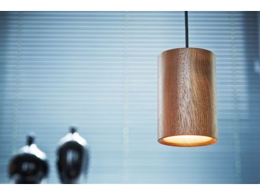 SOLID CYLINDRICAL LED dimmable walnut pendant lamp By Case