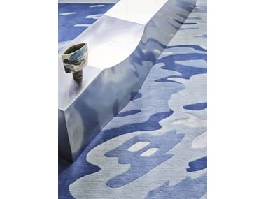 Hand knotted rug in wool and silk SPLASH All at sea Collection By Deirdre Dyson