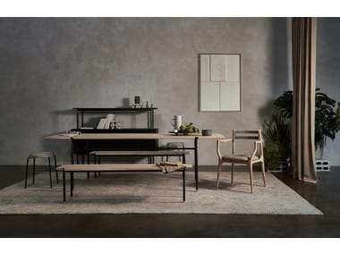 STACKING Steel and wood bench By District Eight