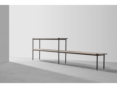 STACKING Steel and wood bench By District Eight