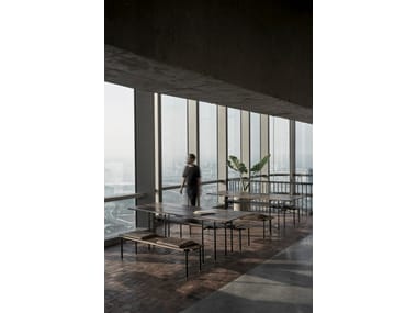 STACKING DROP LEAF Extending steel and wood console table By District Eight