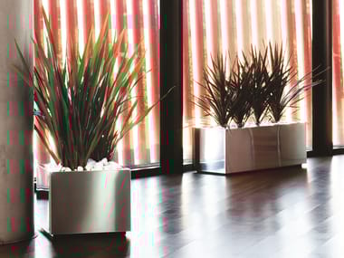 STEEL | Square plant pot Low square stainless steel plant pot with ...