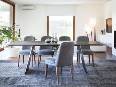 STEEL TABLE Rectangular solid wood table By Tonon