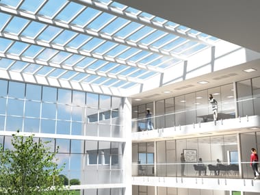 Glass and steel roof window STEP LONGLIGHT/RIDGELIGHT By Velux Commercial